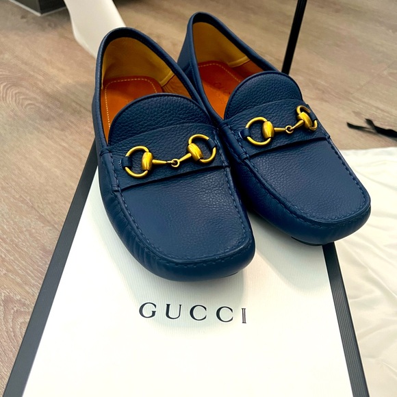 Gucci | Shoes | Gucci Nwt Horsebit Moccasins Size 85 Royal Blue Driver ...
